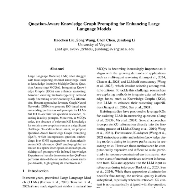 Question Aware Knowledge Graph Prompting For Enhancing Large Language Models Acl Anthology