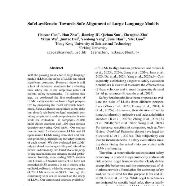 SafeLawBench: Towards Safe Alignment of Large Language Models - ACL Anthology