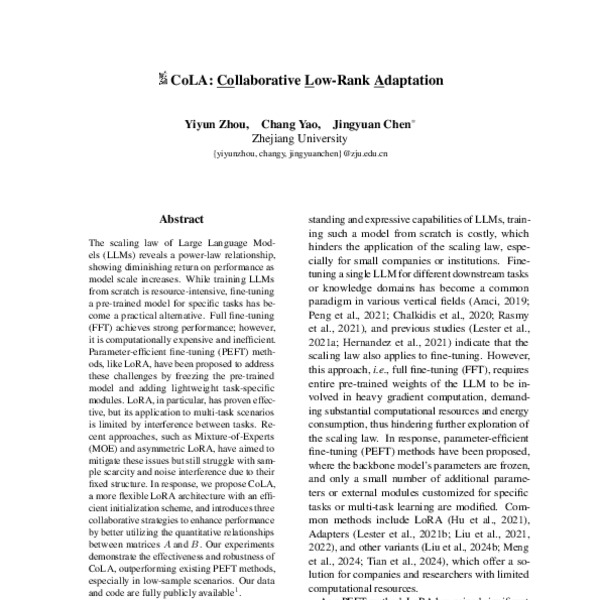 CoLA: Collaborative Low-Rank Adaptation - ACL Anthology
