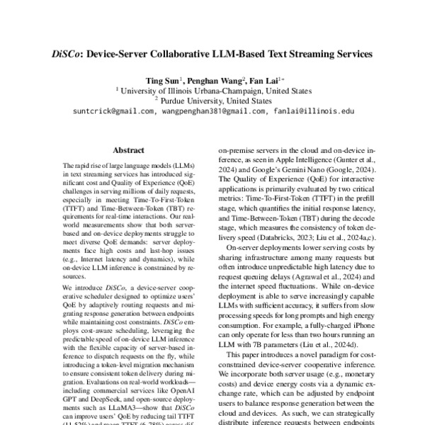 DiSCo: Device-Server Collaborative LLM-based Text Streaming Services - ACL Anthology