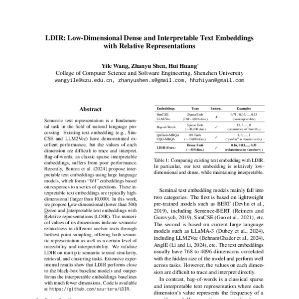 LDIR: Low-Dimensional Dense and Interpretable Text Embeddings with ...