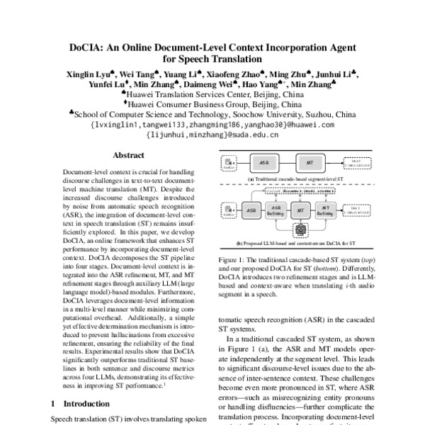 DoCIA: An Online Document-Level Context Incorporation Agent for Speech ...