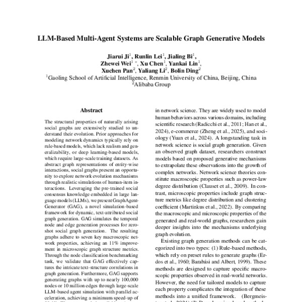 LLM-Based Multi-Agent Systems are Scalable Graph Generative Models - ACL Anthology