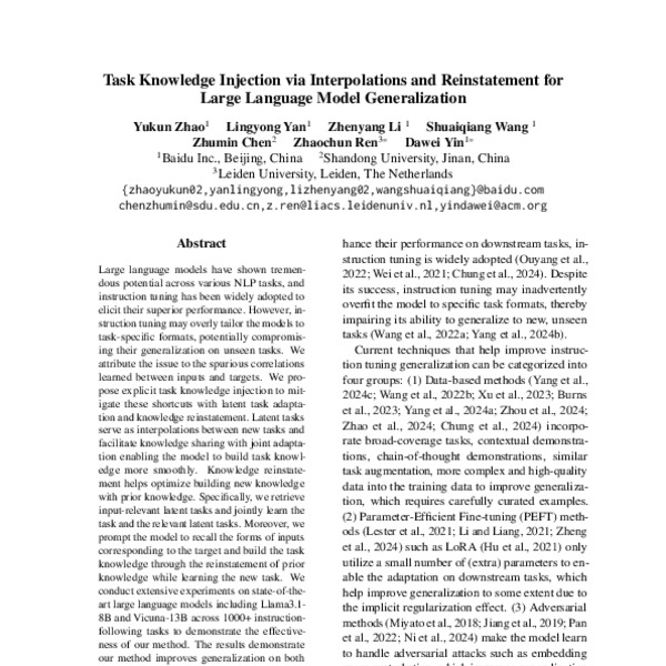 Task Knowledge Injection via Interpolations and Reinstatement for Large Language Model ...
