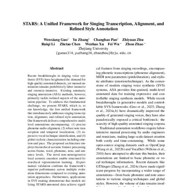 STARS: A Unified Framework for Singing Transcription, Alignment, and ...