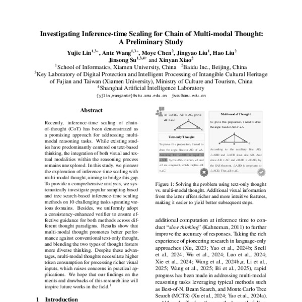 Investigating Inference-time Scaling for Chain of Multi-modal Thought: A Preliminary Study - ACL ...