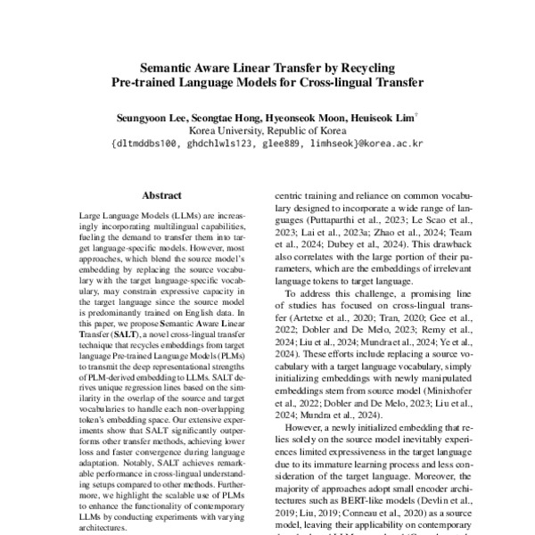 Semantic Aware Linear Transfer by Recycling Pre-trained Language Models ...
