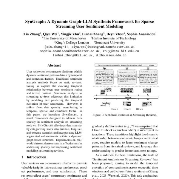 SynGraph: A Dynamic Graph-LLM Synthesis Framework for Sparse Streaming User Sentiment Modeling ...