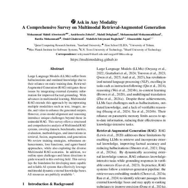 Ask in Any Modality: A Comprehensive Survey on Multimodal Retrieval-Augmented Generation - ACL ...