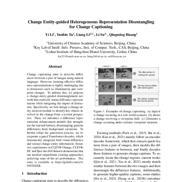 Change Entity-guided Heterogeneous Representation Disentangling for Change Captioning - ACL ...