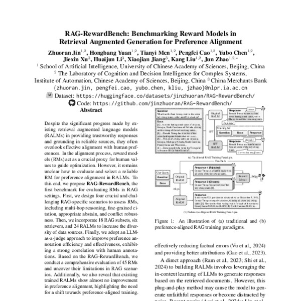 RAG-RewardBench: Benchmarking Reward Models in Retrieval Augmented Generation for Preference ...