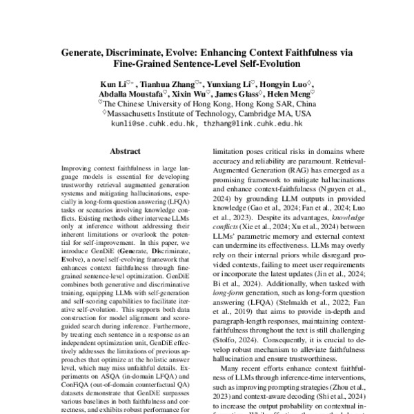 Generate, Discriminate, Evolve: Enhancing Context Faithfulness via Fine-Grained Sentence-Level ...