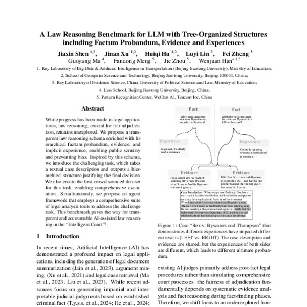 A Law Reasoning Benchmark for LLM with Tree-Organized Structures including Factum Probandum ...