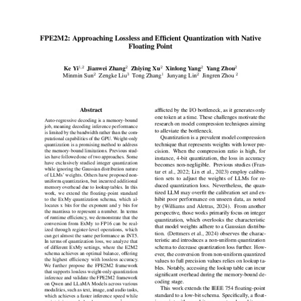 FPE2M2: Approaching Lossless and Efficient Quantization with Native Floating Point - ACL Anthology