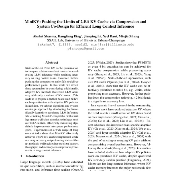 MiniKV: Pushing the Limits of 2-Bit KV Cache via Compression and System Co-Design for Efficient ...