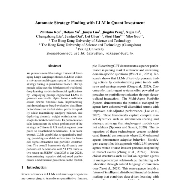 Automate Strategy Finding with LLM in Quant Investment - ACL Anthology