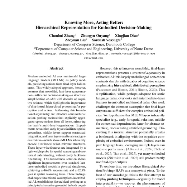 Knowing More, Acting Better: Hierarchical Representation for Embodied ...