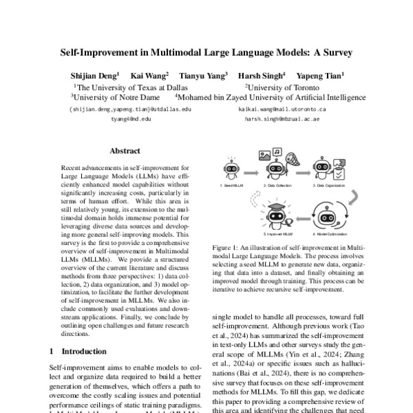 Self-Improvement in Multimodal Large Language Models: A Survey - ACL Anthology