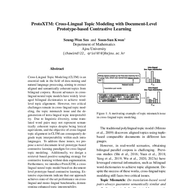 ProtoXTM: Cross-Lingual Topic Modeling with Document-Level Prototype ...
