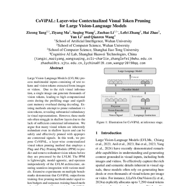 CoViPAL: Layer-wise Contextualized Visual Token Pruning for Large Vision-Language Models - ACL ...