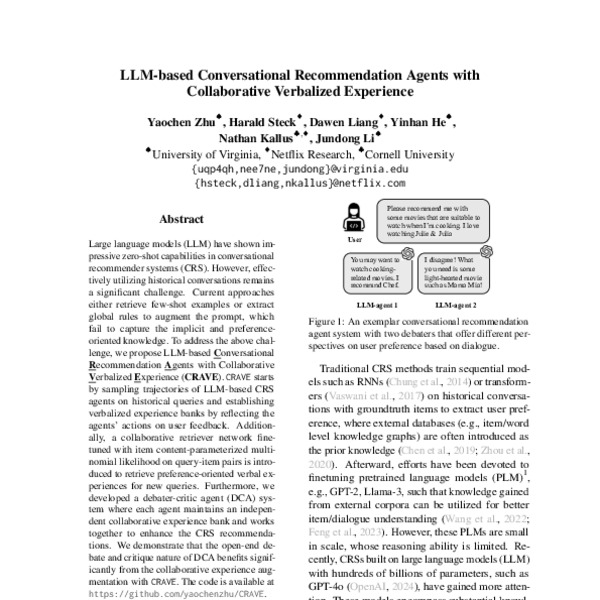 LLM-based Conversational Recommendation Agents with Collaborative ...