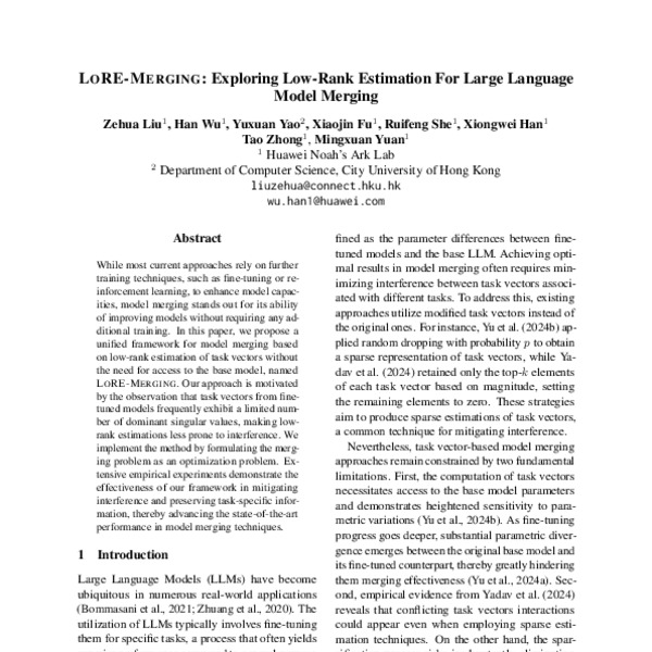 LoRE-Merging: Exploring Low-Rank Estimation For Large Language Model ...