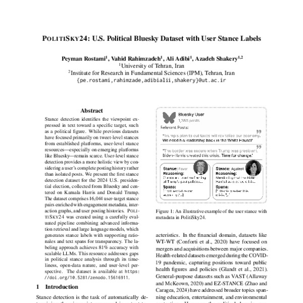 PolitiSky24: U.S. Political Bluesky Dataset with User Stance Labels ...