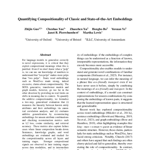 Quantifying Compositionality of Classic and State-of-the-Art Embeddings ...