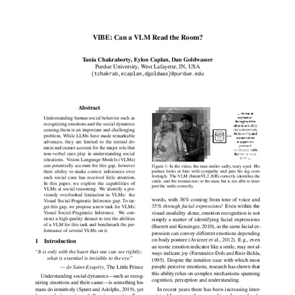 VIBE: Can a VLM Read the Room? - ACL Anthology