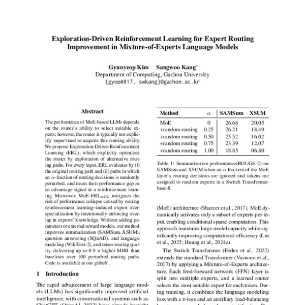 Exploration-Driven Reinforcement Learning for Expert Routing ...