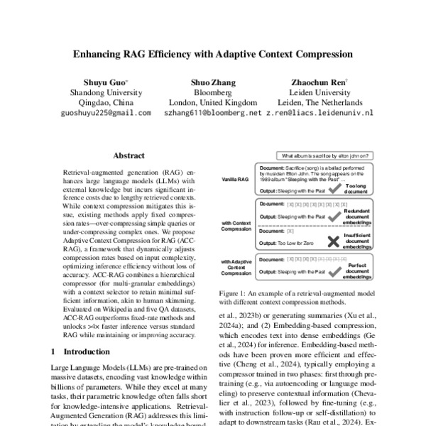Enhancing RAG Efficiency with Adaptive Context Compression - ACL Anthology