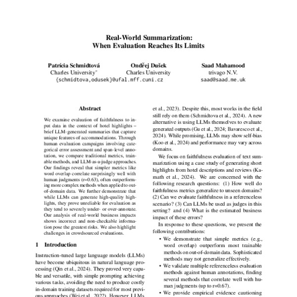 Real-World Summarization: When Evaluation Reaches Its Limits - ACL ...