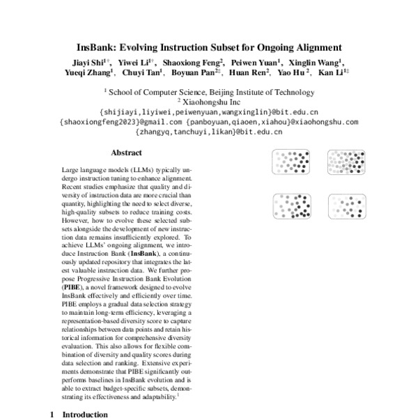 InsBank: Evolving Instruction Subset for Ongoing Alignment - ACL Anthology