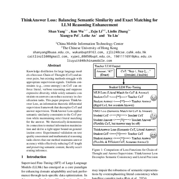 ThinkAnswer Loss: Balancing Semantic Similarity and Exact Matching for ...