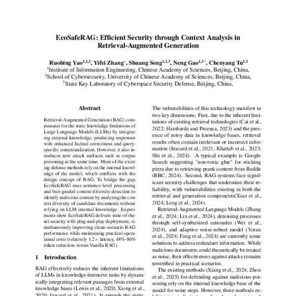 EcoSafeRAG: Efficient Security through Context Analysis in Retrieval ...