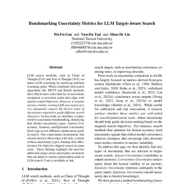 Benchmarking Uncertainty Metrics for LLM Target-Aware Search - ACL ...