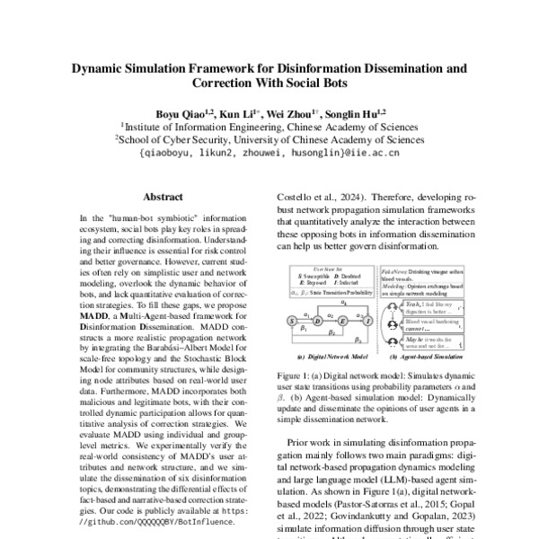 Dynamic Simulation Framework for Disinformation Dissemination and ...