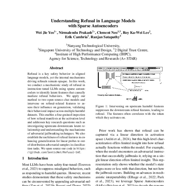 Understanding Refusal in Language Models with Sparse Autoencoders - ACL ...