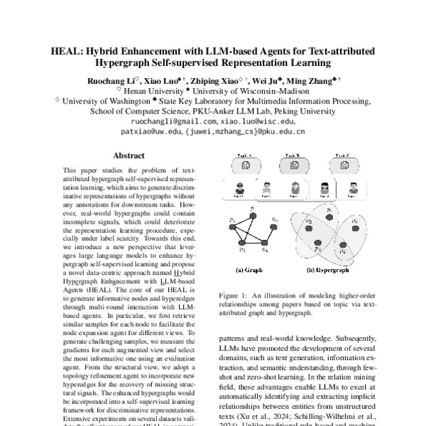HEAL: Hybrid Enhancement with LLM-based Agents for Text-attributed Hypergraph Self-supervised ...
