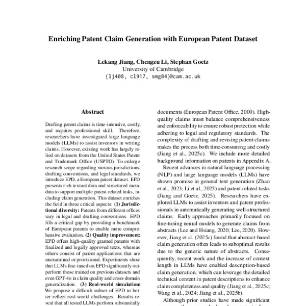 Enriching Patent Claim Generation with European Patent Dataset - ACL ...