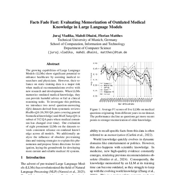 Facts Fade Fast: Evaluating Memorization of Outdated Medical Knowledge ...