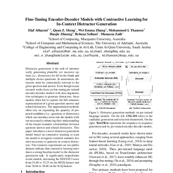 Fine-Tuning Encoder-Decoder Models with Contrastive Learning for In-Context Distractor ...