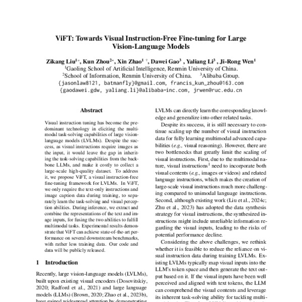 ViFT: Towards Visual Instruction-Free Fine-tuning for Large Vision ...