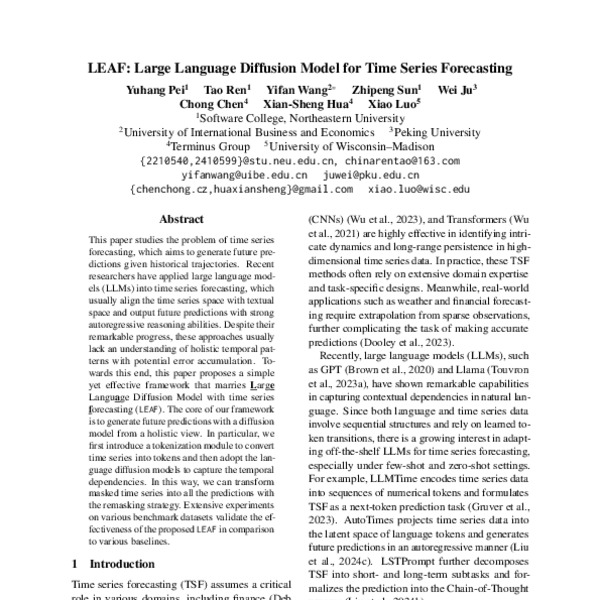 LEAF: Large Language Diffusion Model for Time Series Forecasting - ACL ...