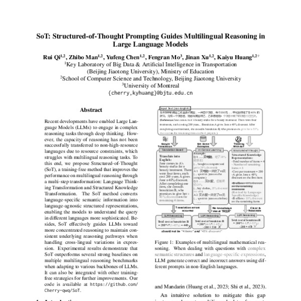 SoT: Structured-of-Thought Prompting Guides Multilingual Reasoning in ...