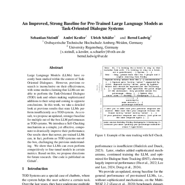 An Improved, Strong Baseline for Pre-Trained Large Language Models as Task-Oriented Dialogue ...