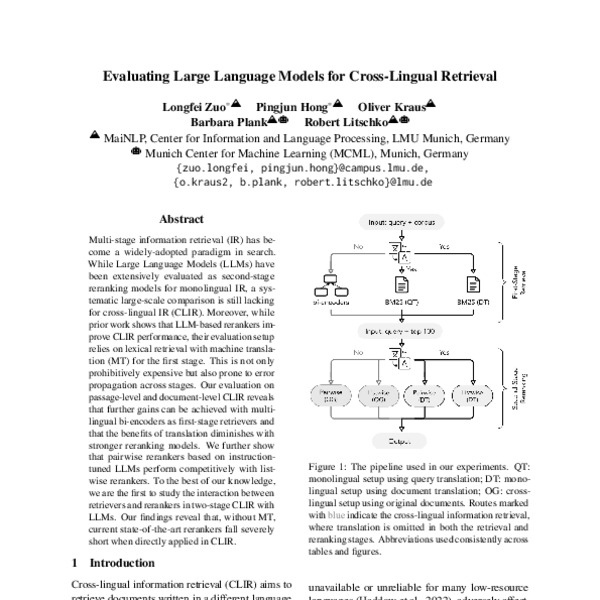 Evaluating Large Language Models for Cross-Lingual Retrieval - ACL ...