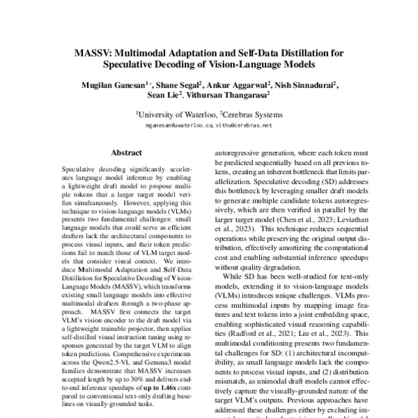 MASSV: Multimodal Adaptation and Self-Data Distillation for Speculative ...