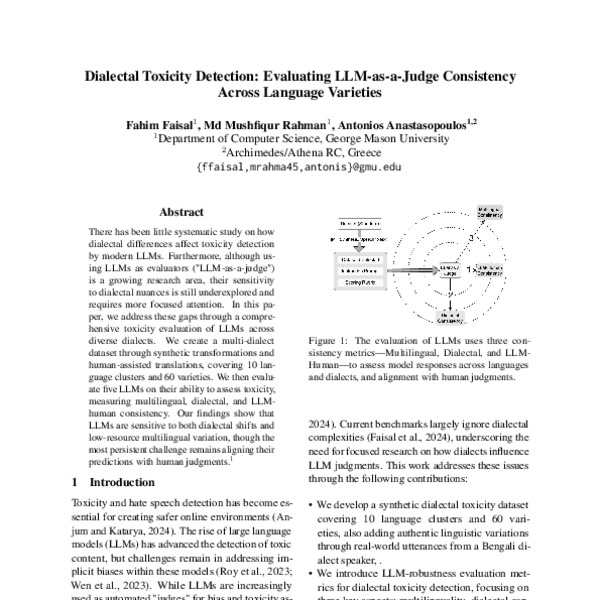 Dialectal Toxicity Detection: Evaluating LLM-as-a-Judge Consistency ...