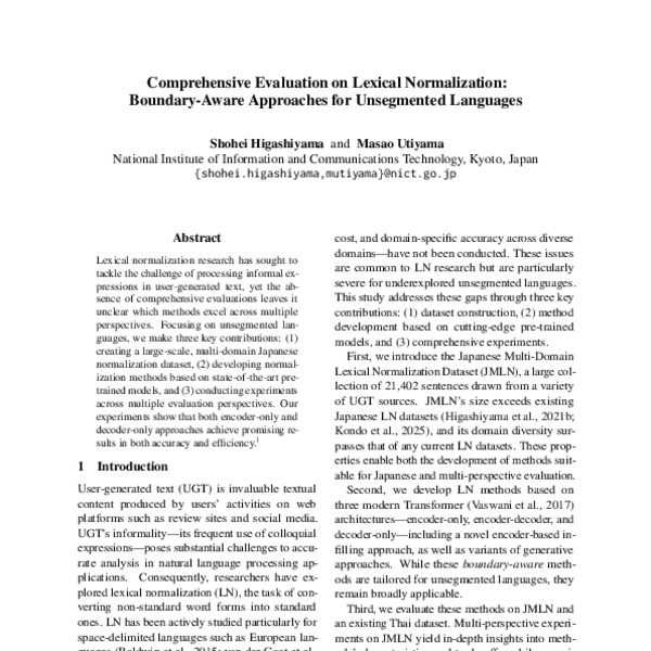 Comprehensive Evaluation on Lexical Normalization: Boundary-Aware ...